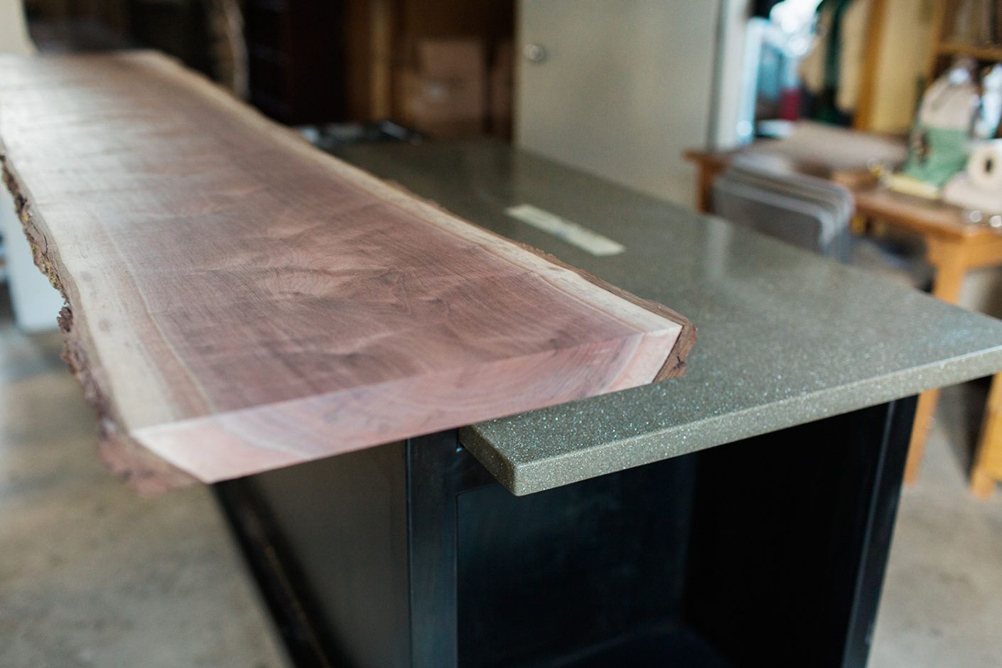 Custom Metal & Walnut Island | Huston and Company