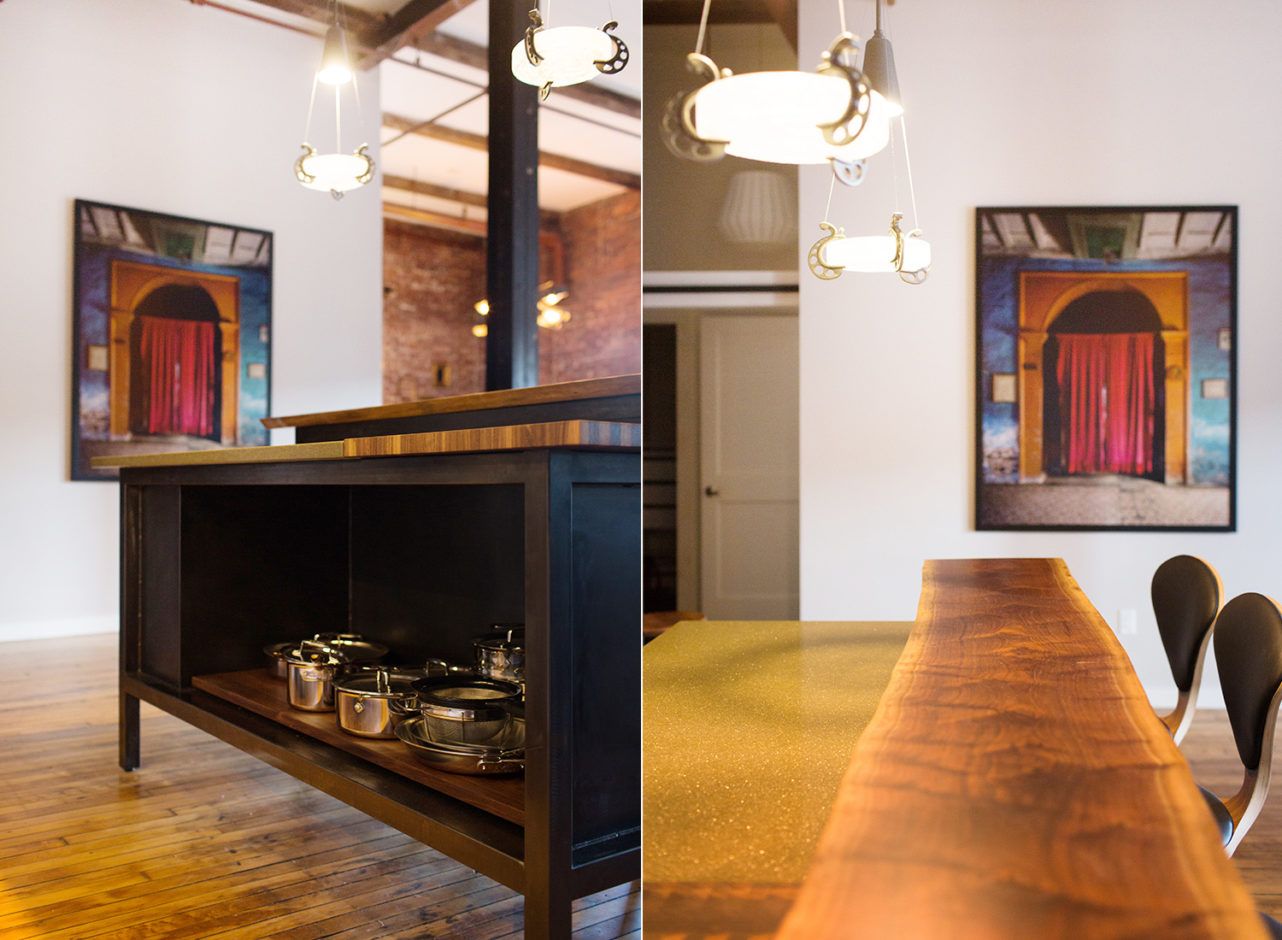 Custom Metal & Walnut Island | Huston and Company