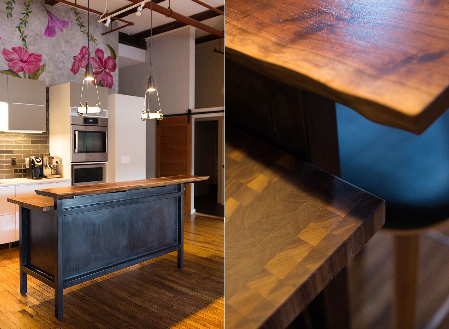 Custom Metal & Walnut Island | Huston and Company